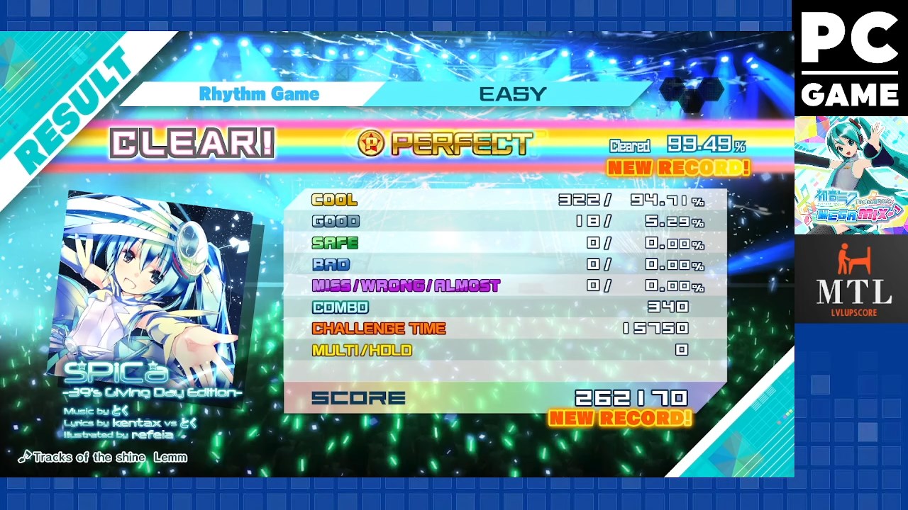 Score on Hatsune Miku: Project DIVA Mega Mix for PC by Mantalow | Lvl ...