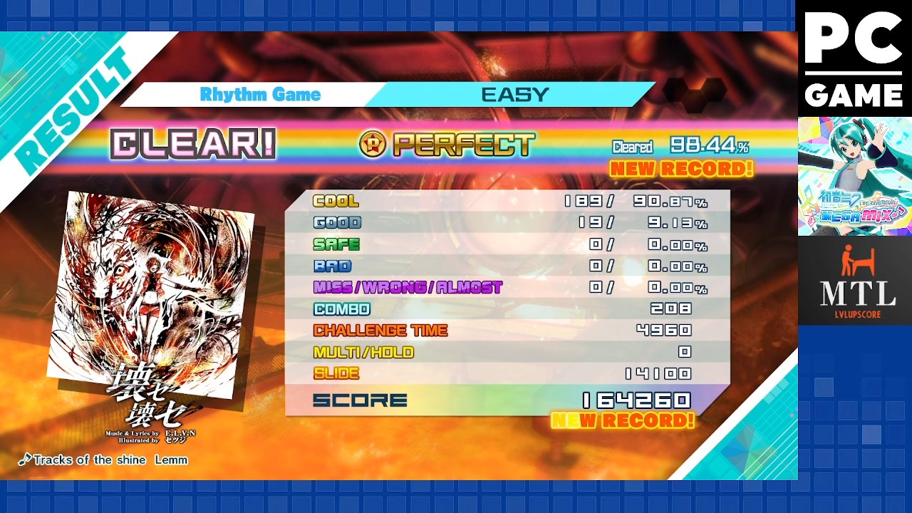 Score on Hatsune Miku: Project DIVA Mega Mix for PC by Mantalow | Lvl ...