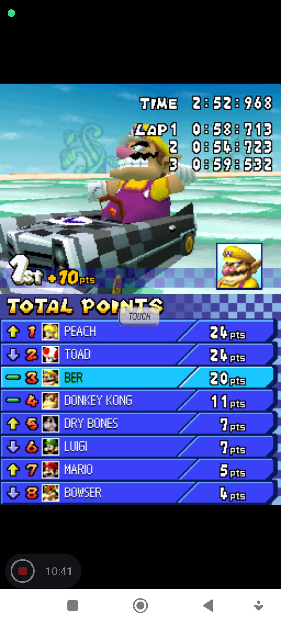 Score on Mario Kart DS for Nintendo DS by Larquey | Lvl Up Score