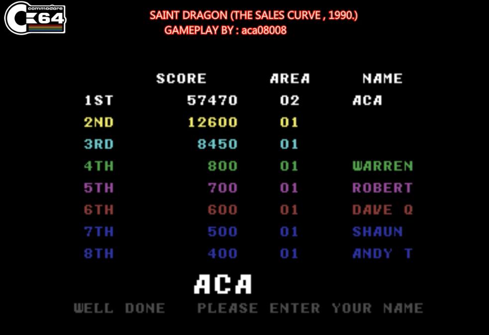 Score on Saint Dragon / St Dragon for Commodore 64 (C64) by aca0808 ...